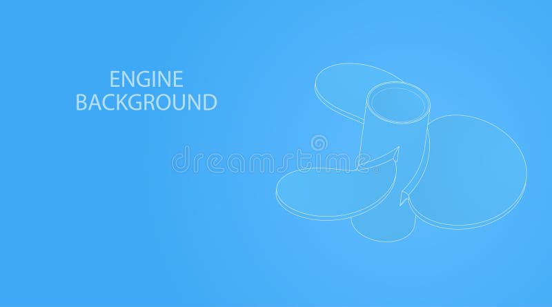 3d Scheme Drawing of a Motor Boat Propeller on a Blue Background ...