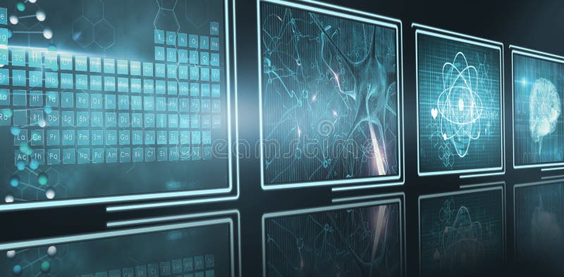 3d Schermen Met Blauwe Interface Stock Illustratie - Illustration of ...