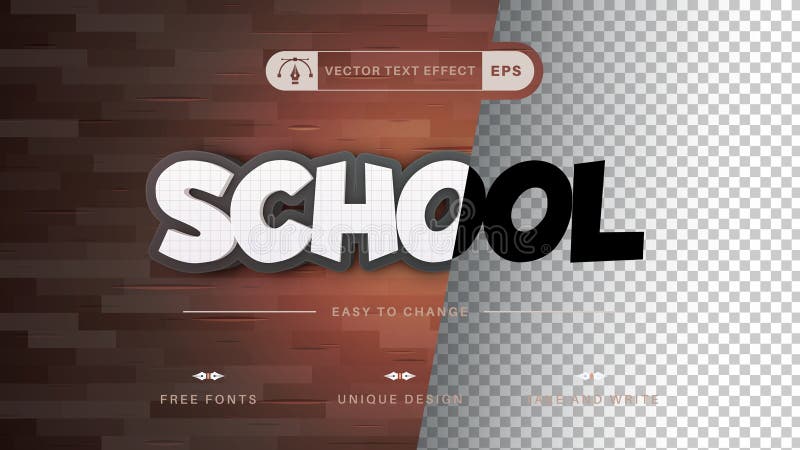 3D School - Editable Text Effect, Font Style Stock Vector ...