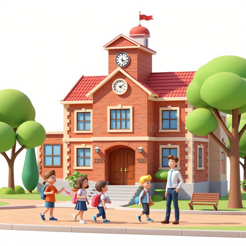 3d School Illustration with Realistic Lighting and High Resolution ...
