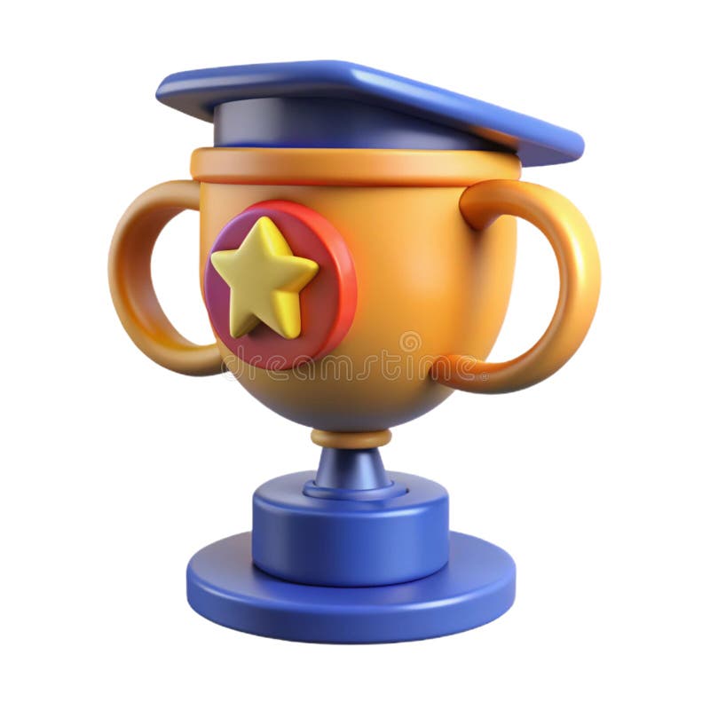 3D School Trophy Icon stock illustration. Illustration of excellence ...