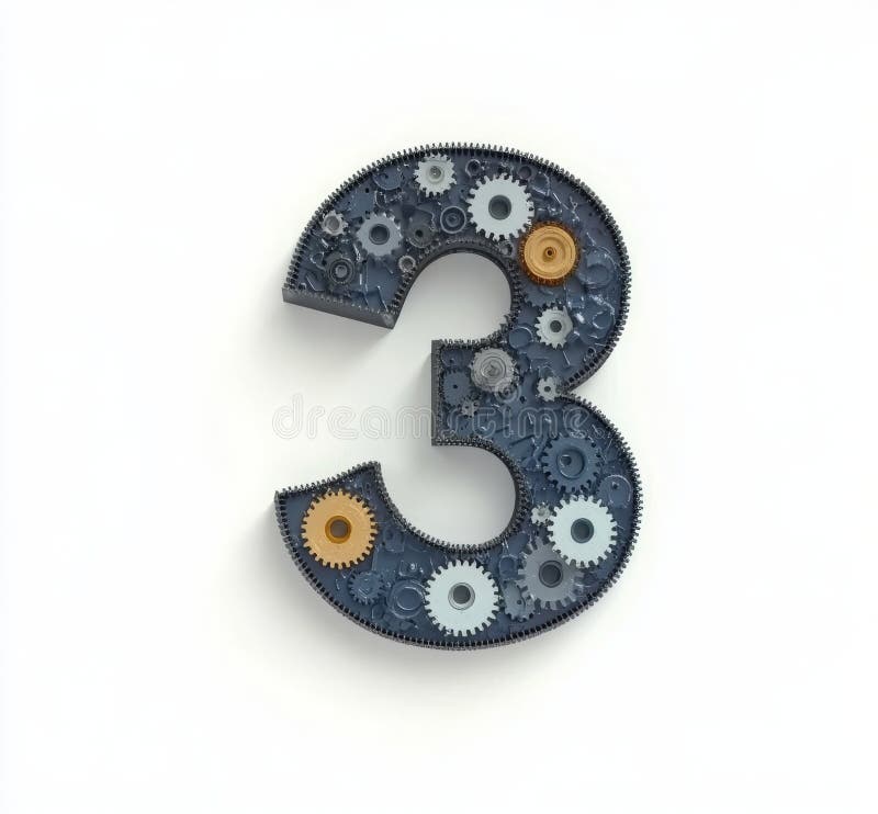 A 3D Sci-fi Logo Featuring the Number 3, with a Cyber Technology ...