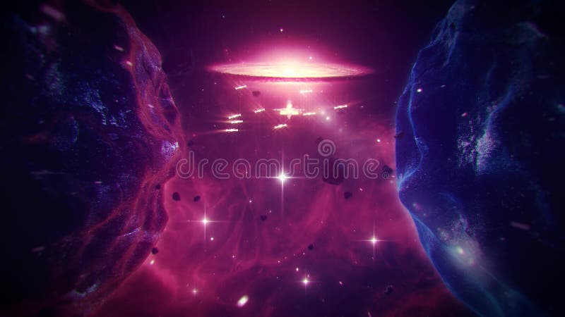 Space with Flying Colorful Rectangles Particles. Computer Generated 3d ...