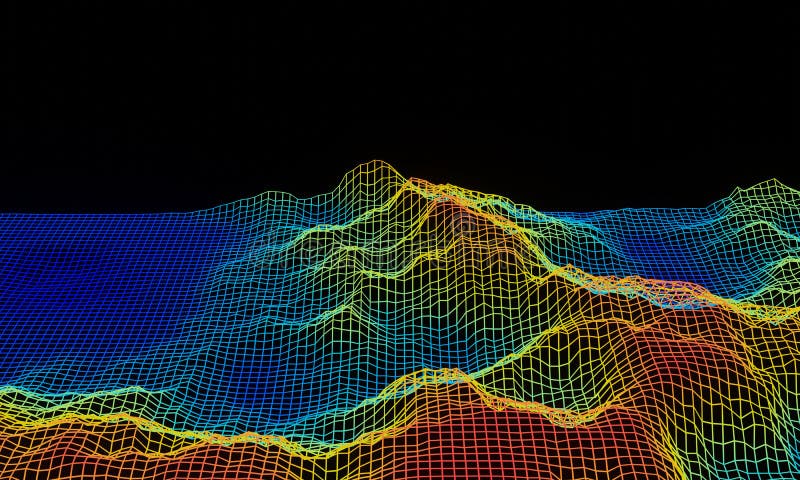3D Scientific Grid Landscape Stock Illustration - Illustration of ...