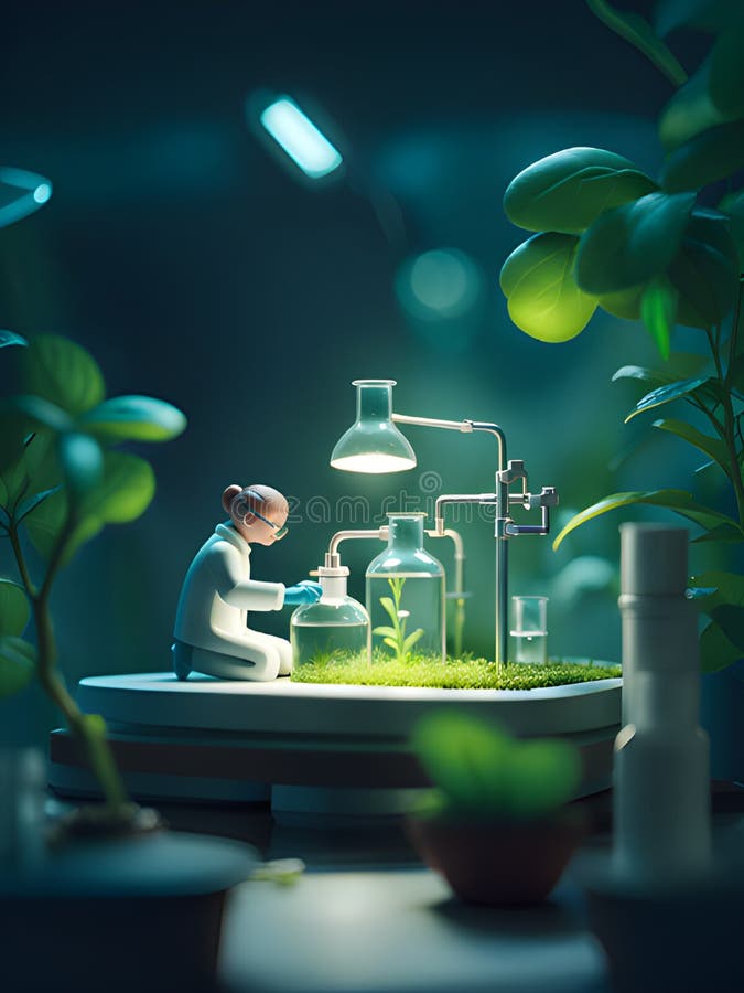 3d Scientist with Test Tubes in the Lab Stock Illustration ...