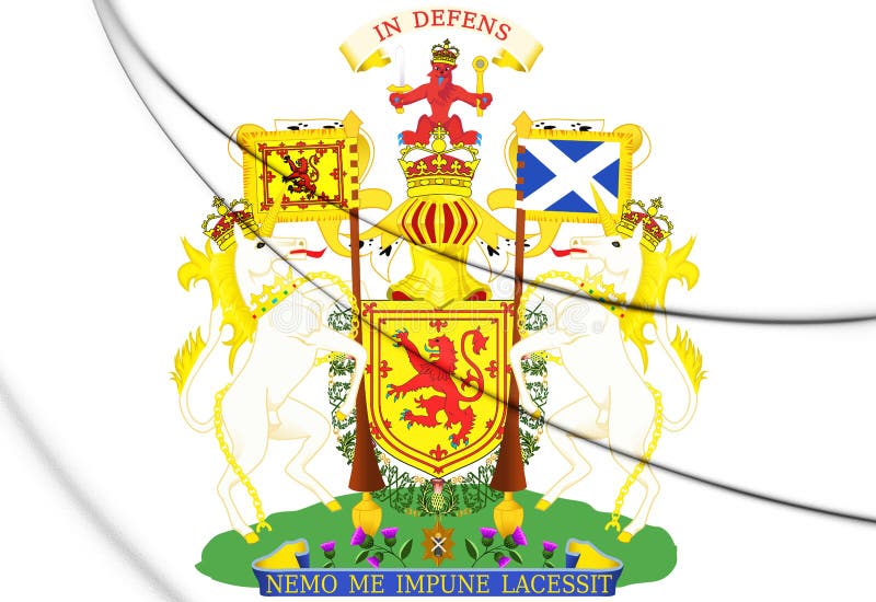 Scotland Coat of Arms and Flag Stock Vector - Illustration of queen ...