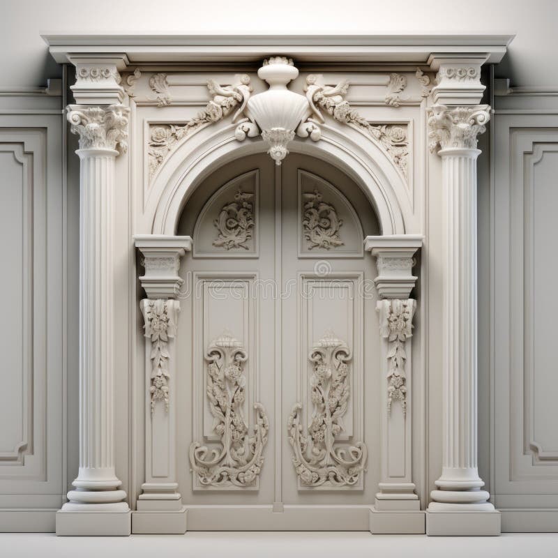 Luxurious 3d Door Model with Ornate Baroque-inspired Design Stock ...