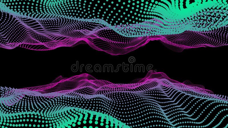 3d Sea Dots Wave Reflect Glowing Stream Flow Stock Illustration ...