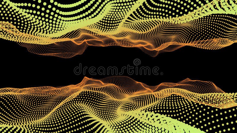 3d Sea Dots Wave Reflect Glowing Stream Flow Stock Illustration ...