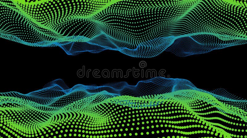 3d Sea Dots Wave Reflect Glowing Stream Flow Stock Illustration ...