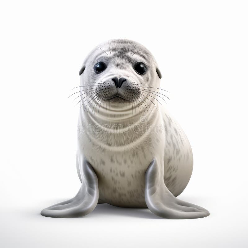 Adorable Cel Shaded 3d Seal Pose on White Background Stock Illustration ...