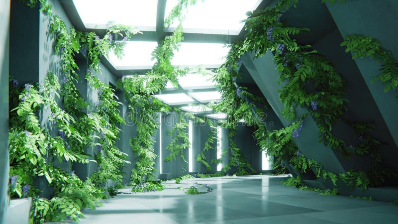 Sunlight Seamless Loop Animation in Modern Concrete Hallway with ...