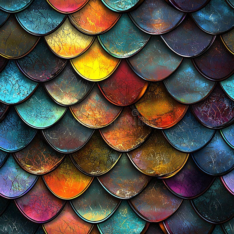 3d Seamless Pattern with Colorful Dragon Scales Stock Illustration ...