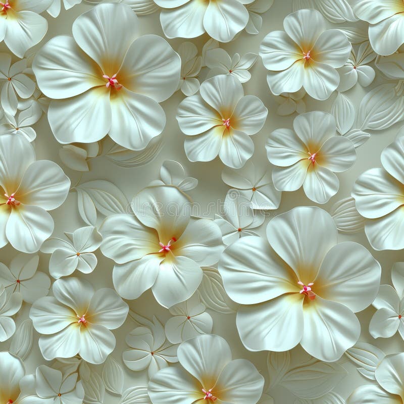 3D Seamless Pattern of Light Flowers, 3d Render Style Tileble Pattern Stock Illustration ...