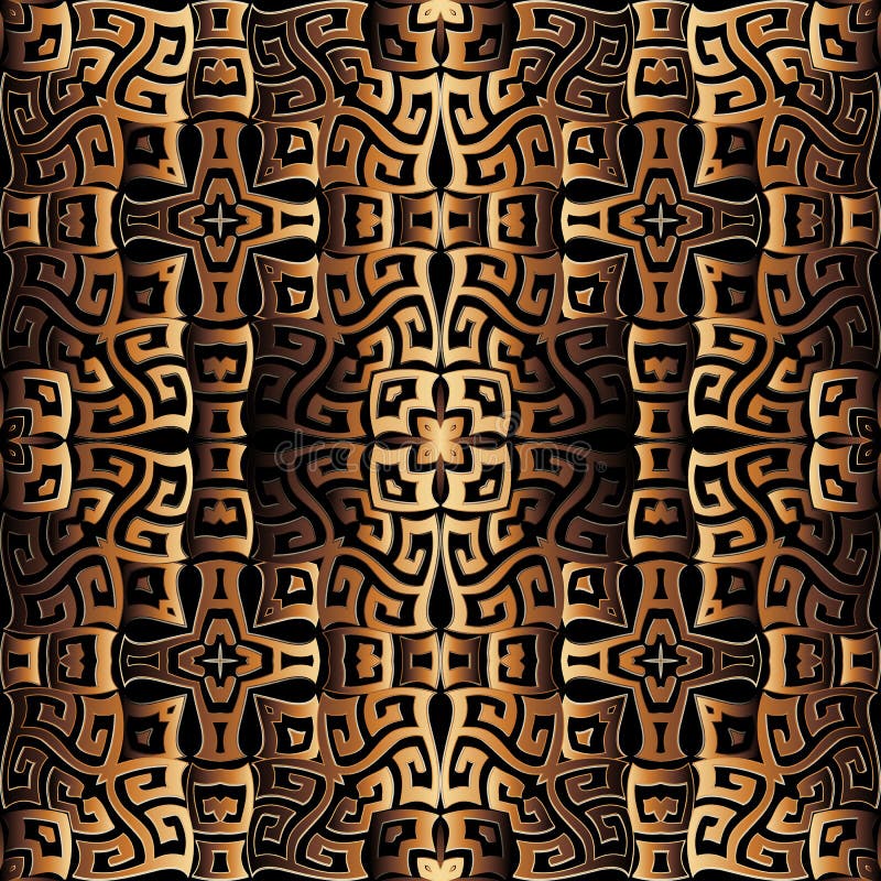 3d Seamless Pattern. Vector Surface Floral Greek Style Background ...