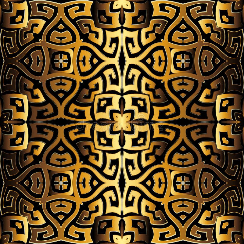 3d Seamless Pattern. Vector Surface Floral Greek Style Background ...