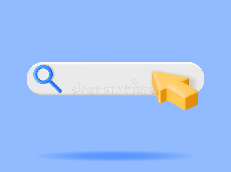 3D Search Bar with Cursor and Magnifying Glass Stock Vector ...