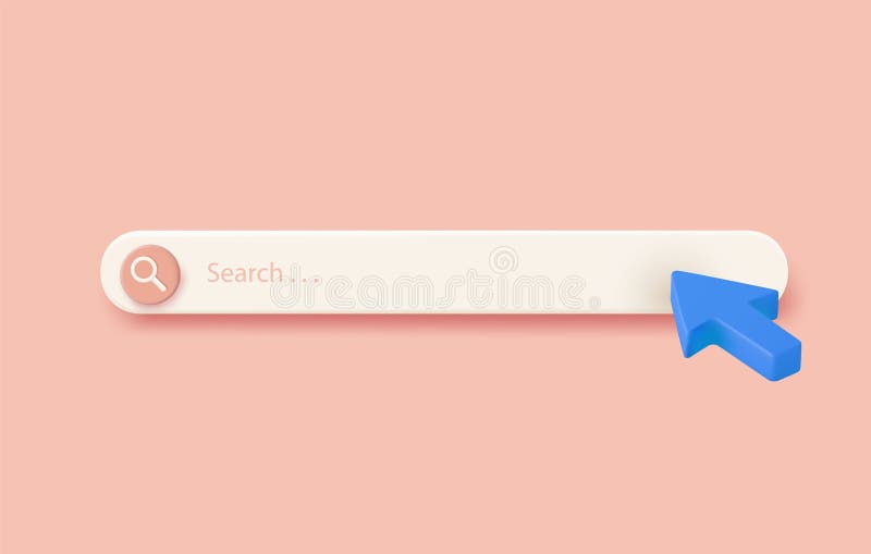 3D Search Bar with Cursor and Magnifying Glass Stock Vector ...