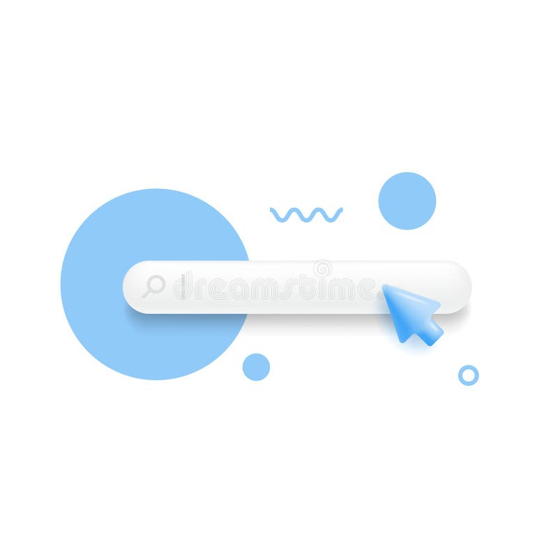 3d Search Bar Template for Website. Navigation Search for Web Browser. 3d Arrow Mouse Cursor ...