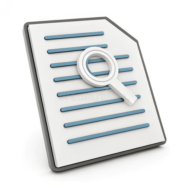 3D Search Documents Icon stock illustration. Illustration of white ...