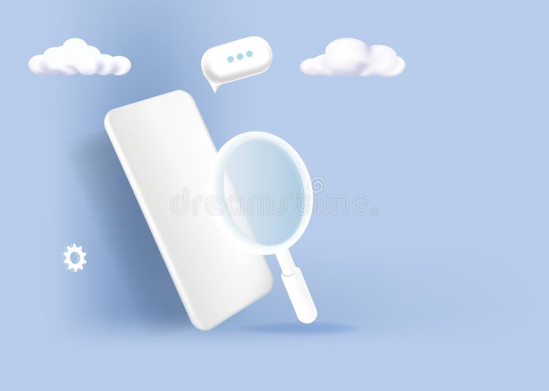 3d Search Template in Mobile. with a Magnifying Glass on an Empty ...