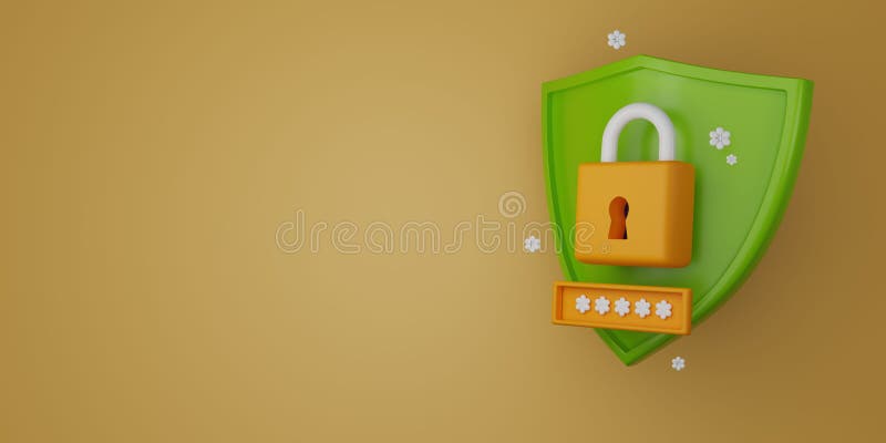 3D Secure Shield Banner, Lock Render Cybersecurity Concept, Personal ...