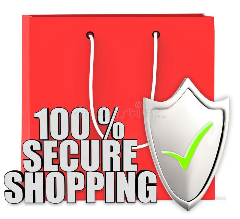 3d 100 Secure Shopping Concept Stock Illustration - Illustration of secure, white: 335964079