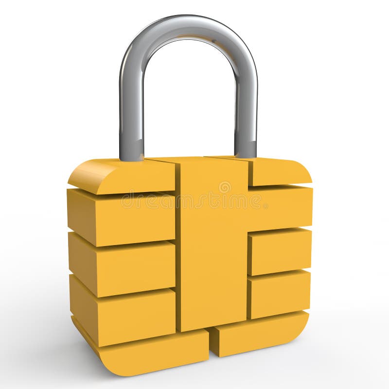 3d security chip lock stock illustration. Illustration of secure - 56222005