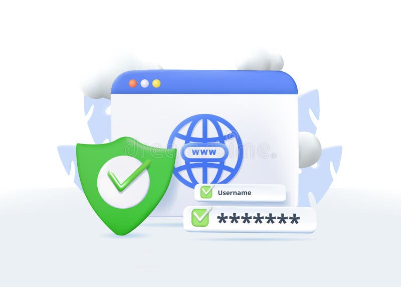 3d Security, Cyber Shield Lock Check Mark. Cloud Hosting and Service ...