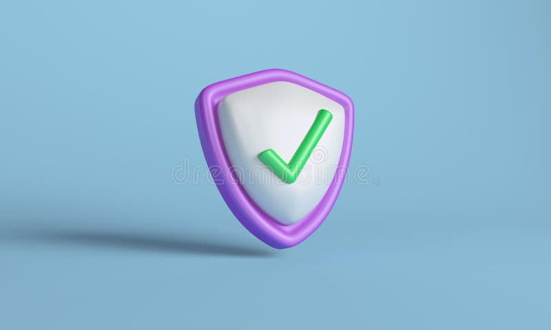 3D Security Shield with Check Mark Stock Illustration - Illustration of ...