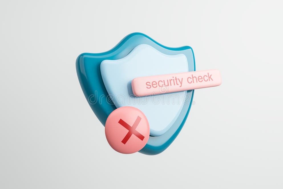 3D Security Shield with a Failed Security Check Notification. 3D ...