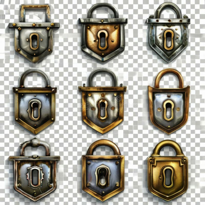 3D Security Symbols Set stock illustration. Illustration of style ...