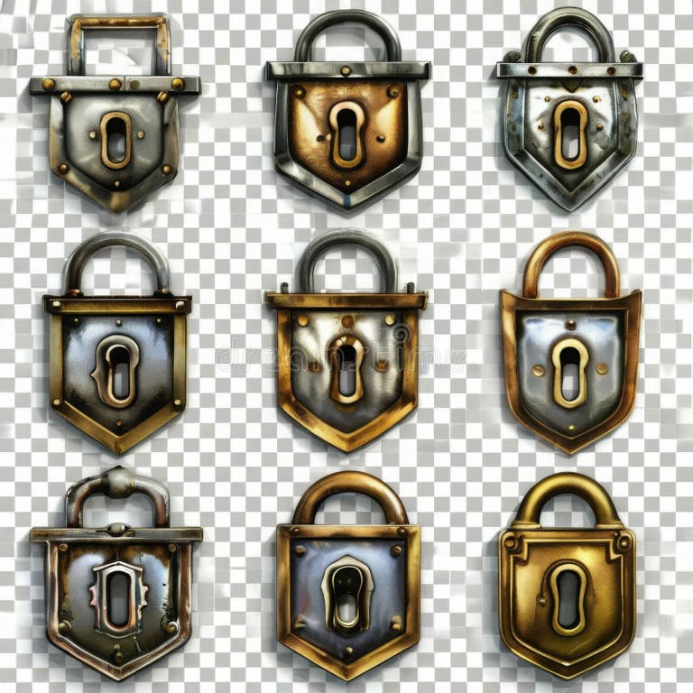 3D Security Symbols Set stock illustration. Illustration of style ...