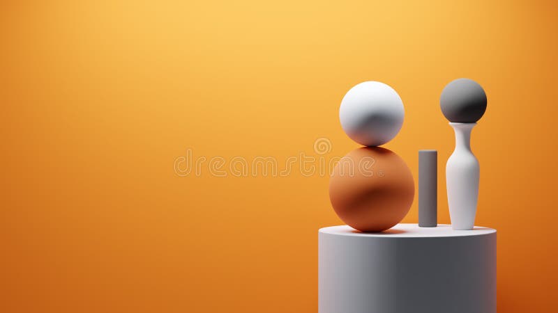 3d Selection of Spheres and Random Objects on Pedestal in Front of ...