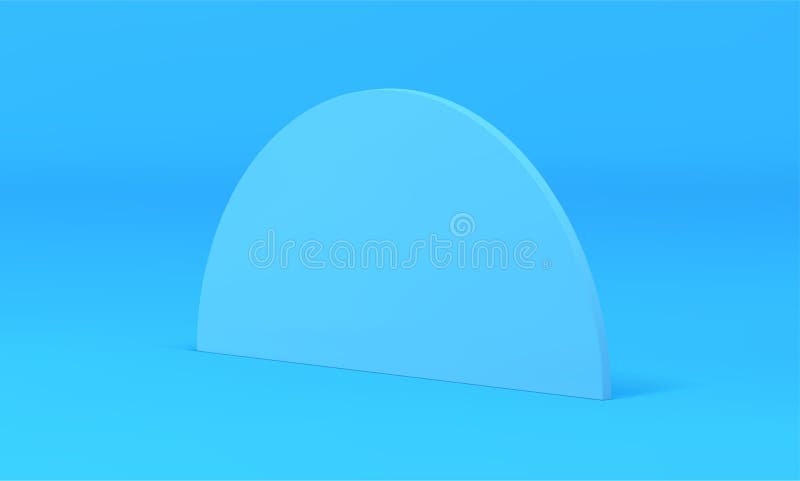 3d Semicircle Blue Geometric Wall Minimal Stand Decor Element Realistic ...