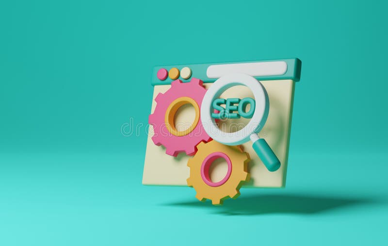 3D SEO Management and Strategy Icon. 3D Render Stock Illustration ...