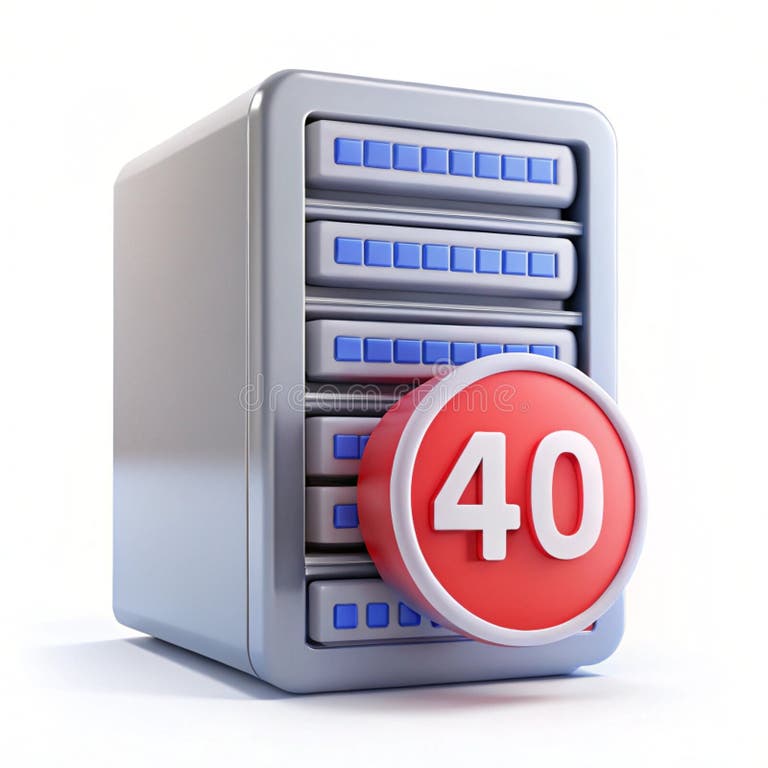 3D Server Error Icon Isolated on White Background Stock Illustration ...