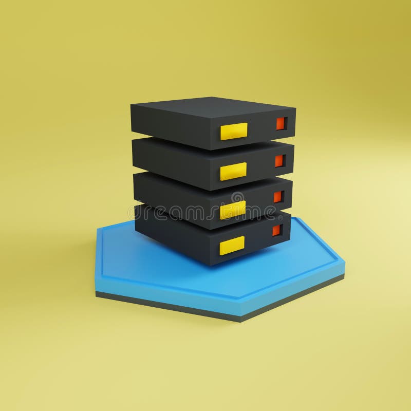 3D Server Icon. Realistic Data Center Volume Picture. Render ...