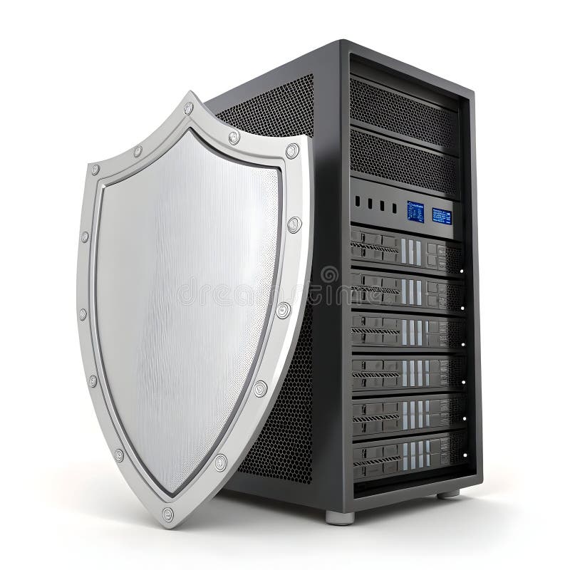 3D Server Protection Isolated on White Background Stock Illustration ...