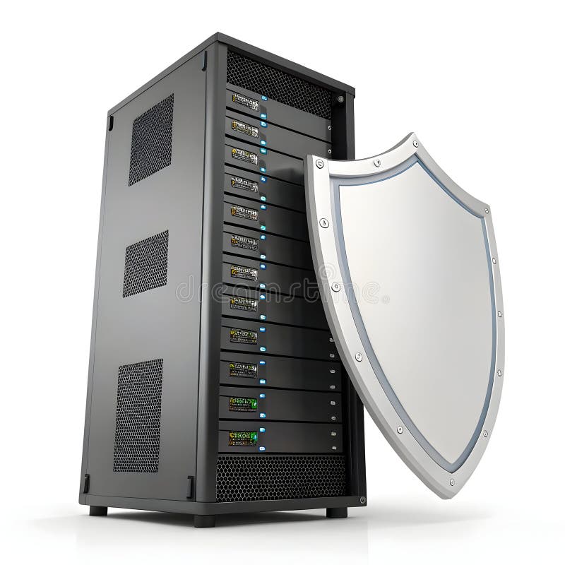 3D Server Protection Isolated on White Background Stock Illustration ...