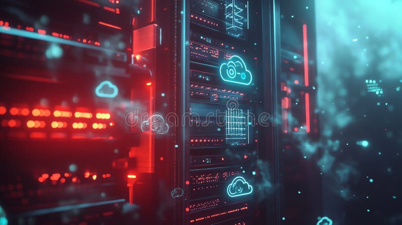 3D Server Room Cloud Computing Illustration Stock Illustration - Illustration of intelligence ...