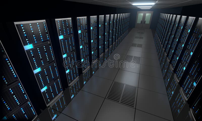 3D Server Room/ Data Center Stock Illustration - Illustration of online ...