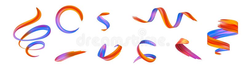 3d Set Brushstroke Gradient Texture Brush Stock Vector - Illustration of curve, shape: 310488680