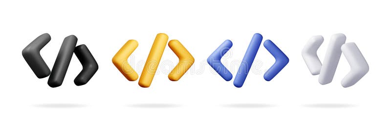 3d Set of Code Icon Isolated on White Stock Vector - Illustration of application, html: 363422468