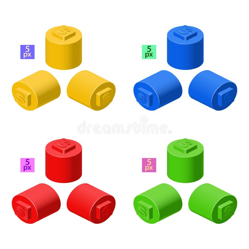 3d Set of Colored Constructor Kit in Isometry. Small Tall Cylindrical ... 3d Set of Colored Constructor Kit in Isometry. Small Tall Cylindrical ...