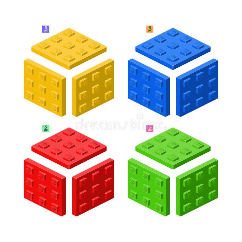 3d Set of Colored Constructor Kit in Isometry. Square Elements. Vector ... 3d Set of Colored Constructor Kit in Isometry. Square Elements. Vector ...