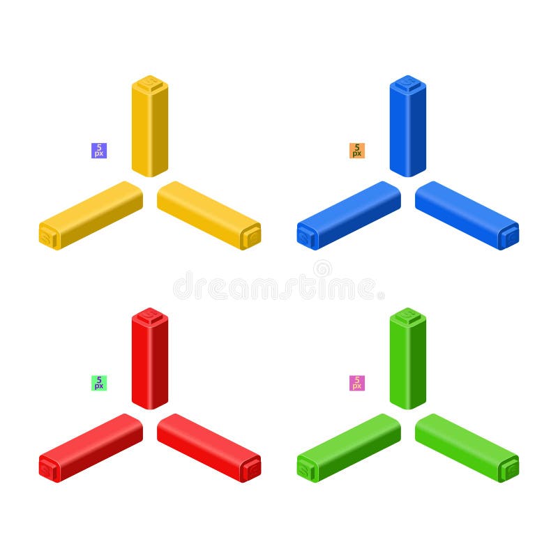 3d Set of Colored Constructor Kit in Isometry. Sticks. Vector ... 3d Set of Colored Constructor Kit in Isometry. Sticks. Vector ...