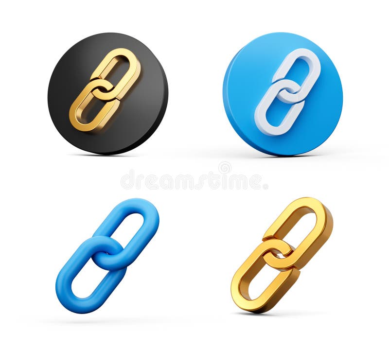 3d Set of Four Different Style of Link Chain Symbols with Rounded Icons ...