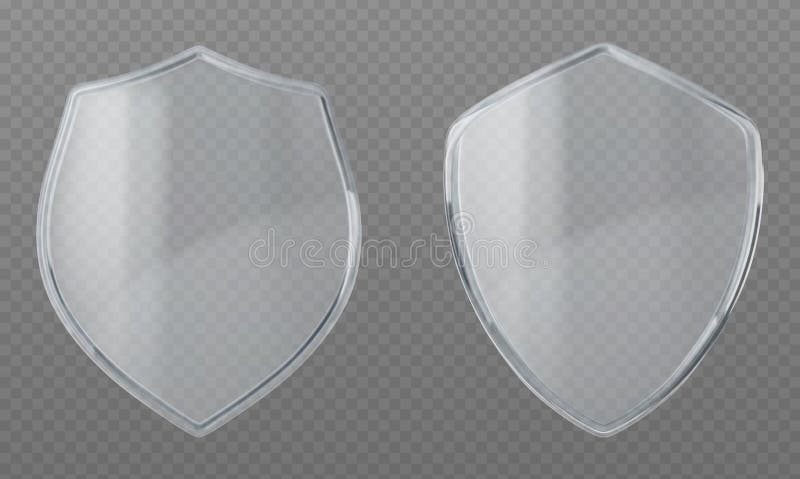 3D Set of Glass Shields on Transparent Background Stock Vector ...
