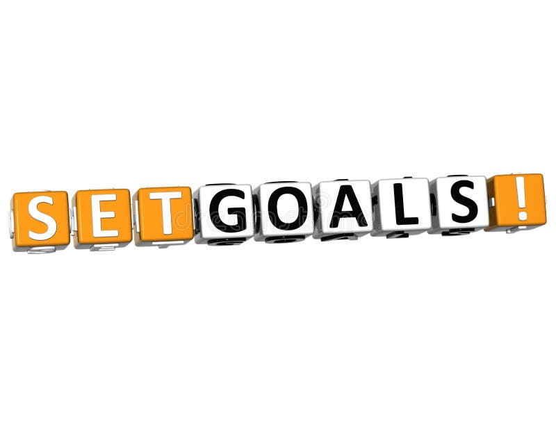 3D Set Goals Cube text stock illustration. Illustration of achievement ...